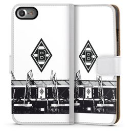 DeinDesign iPhone SE (2020) Handy Klapph&uuml;lle Handyh&uuml;lle aus Kunst Leder wei&szlig; Flip Case Borussia M&ouml;nchengladbach Die Fohlen Stadium Sideflip mit Lasche