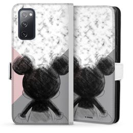 DeinDesign Galaxy S20 FE 5G Handy Klapph&uuml;lle Handyh&uuml;lle aus Kunst Leder wei&szlig; Flip Case Marble Disney Mickey Mouse Sideflip mit Lasche