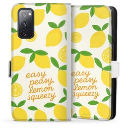 DeinDesign Galaxy S20 FE 5G Handy Klapph&uuml;lle Handyh&uuml;lle aus Kunst Leder wei&szlig; Flip Case Spruch Statement Lemon Sideflip mit Lasche