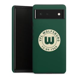 DeinDesign Google Pixel 6 Handy Panzer Handyh&uuml;lle robuste Outdoor H&uuml;lle Schutzh&uuml;lle matt 80 Jahre Vfl Wolfsburg Official Licensed Product Tough Case