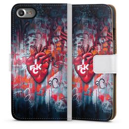 DeinDesign iPhone SE (2020) Handy Klapph&uuml;lle Handyh&uuml;lle aus Kunst Leder wei&szlig; Flip Case 1. Fc Kaiserslautern Heart 1. Fck Sideflip mit Lasche
