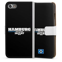 DeinDesign iPhone SE (2020) Handy Klapph&uuml;lle Handyh&uuml;lle aus Kunst Leder wei&szlig; Flip Case Official Licensed Product Hamburg Hsv Sideflip mit Lasche