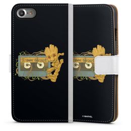 DeinDesign iPhone SE (2020) Handy Klapph&uuml;lle Handyh&uuml;lle aus Kunst Leder wei&szlig; Flip Case Marvel Groot Guardians Of The Galaxy Sideflip mit Lasche