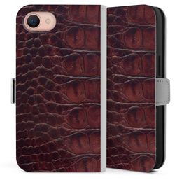 DeinDesign iPhone 17e Handy Klapph&uuml;lle Handyh&uuml;lle aus Kunst Leder wei&szlig; Flip Case Leather Crocodile Animal Print Sideflip mit Lasche