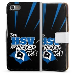 DeinDesign iPhone SE (2022) Handy Klapph&uuml;lle Handyh&uuml;lle aus Kunst Leder wei&szlig; Flip Case Hamburger Sv Ascent Hsv Sideflip mit Lasche