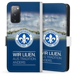 DeinDesign Galaxy S20 FE 5G Handy Klapph&uuml;lle Handyh&uuml;lle aus Kunst Leder wei&szlig; Flip Case Official Licensed Product Sv Darmstadt 98 Coat Of Arms Sideflip mit Lasche