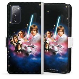 DeinDesign Galaxy S20 FE 5G Handy Klapph&uuml;lle Handyh&uuml;lle aus Kunst Leder wei&szlig; Flip Case Lightsaber Star Wars Merchandise Sideflip mit Lasche