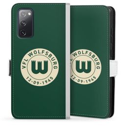 DeinDesign Galaxy S20 FE Handy Klapph&uuml;lle Handyh&uuml;lle aus Kunst Leder wei&szlig; Flip Case 80 Jahre Vfl Wolfsburg Official Licensed Product Sideflip mit Lasche