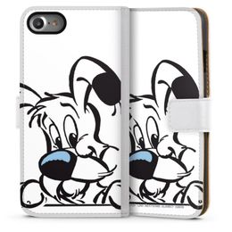 DeinDesign iPhone SE (2020) Handy Klapph&uuml;lle Handyh&uuml;lle aus Kunst Leder wei&szlig; Flip Case Official Licensed Product Comic Idefix Sideflip mit Lasche