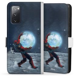DeinDesign Galaxy S20 FE Handy Klapph&uuml;lle Handyh&uuml;lle aus Kunst Leder wei&szlig; Flip Case Marvel Moon Deadpool Sideflip mit Lasche