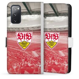 DeinDesign Galaxy S20 FE 5G Handy Klapph&uuml;lle Handyh&uuml;lle aus Kunst Leder wei&szlig; Flip Case Stadium Vfb Stuttgart Official Licensed Product Sideflip mit Lasche