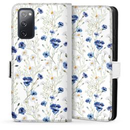 DeinDesign Galaxy S20 FE 5G Handy Klapph&uuml;lle Handyh&uuml;lle aus Kunst Leder wei&szlig; Flip Case Flowers Muster Flower Sideflip mit Lasche