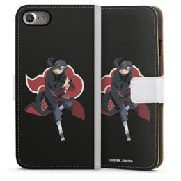 DeinDesign iPhone SE (2020) Handy Klapph&uuml;lle Handyh&uuml;lle aus Kunst Leder wei&szlig; Flip Case Naruto Shippuden Itachi Uchiha Official Licensed Product Sideflip mit 