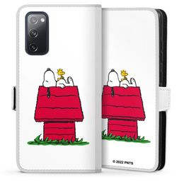 DeinDesign Galaxy S20 FE Handy Klapph&uuml;lle Handyh&uuml;lle aus Kunst Leder wei&szlig; Flip Case Snoopy Official Licensed Product Peanuts Sideflip mit Lasche