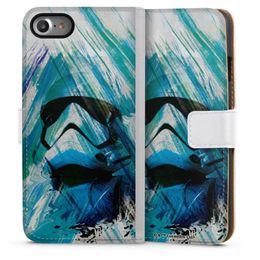 DeinDesign iPhone SE (2020) Handy Klapph&uuml;lle Handyh&uuml;lle aus Kunst Leder wei&szlig; Flip Case Colourful Star Wars Stormtrooper Sideflip mit Lasche
