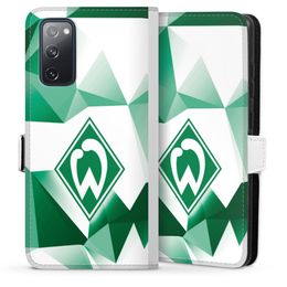 DeinDesign Galaxy S20 FE 5G Handy Klapph&uuml;lle Handyh&uuml;lle aus Kunst Leder wei&szlig; Flip Case Tarnmuster Official Licensed Product Sv Werder Bremen Sideflip mit Lasche