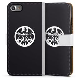 DeinDesign iPhone SE (2020) Handy Klapph&uuml;lle Handyh&uuml;lle aus Kunst Leder wei&szlig; Flip Case Eintracht Frankfurt Logo Eagle Sideflip mit Lasche