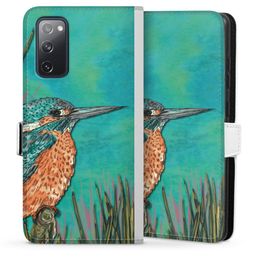 DeinDesign Galaxy S20 FE 5G Handy Klapph&uuml;lle Handyh&uuml;lle aus Kunst Leder wei&szlig; Flip Case Painting Bird Animals Sideflip mit Lasche