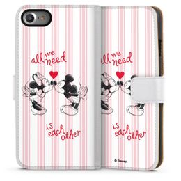 DeinDesign iPhone SE (2020) Handy Klapph&uuml;lle Handyh&uuml;lle aus Kunst Leder wei&szlig; Flip Case Disney Love Sideflip mit Lasche