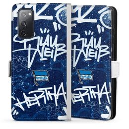 DeinDesign Galaxy S20 FE 5G Handy Klapph&uuml;lle Handyh&uuml;lle aus Kunst Leder wei&szlig; Flip Case Hertha Bsc Official Licensed Product Graffiti Sideflip mit Lasche