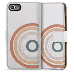 DeinDesign iPhone SE (2020) Handy Klapph&uuml;lle Handyh&uuml;lle aus Kunst Leder wei&szlig; Flip Case Circle Rainbow Water Colour Sideflip mit Lasche