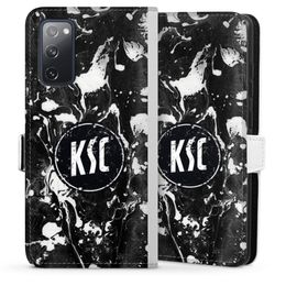 DeinDesign Galaxy S20 FE Handy Klapph&uuml;lle Handyh&uuml;lle aus Kunst Leder wei&szlig; Flip Case Official Licensed Product Ksc Karlsruher Sc Sideflip mit Lasche