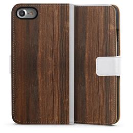 DeinDesign iPhone SE (2020) Handy Klapph&uuml;lle Handyh&uuml;lle aus Kunst Leder wei&szlig; Flip Case Nut Tree Wood Wooden Look Sideflip mit Lasche