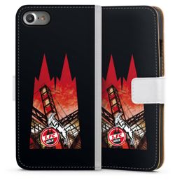 DeinDesign iPhone SE (2022) Handy Klapph&uuml;lle Handyh&uuml;lle aus Kunst Leder wei&szlig; Flip Case Official Licensed Product 1. Fc K&ouml;ln Cologne Cathedral Sideflip mit Lasche