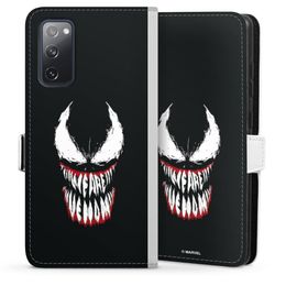 DeinDesign Galaxy S20 FE 5G Handy Klapph&uuml;lle Handyh&uuml;lle aus Kunst Leder wei&szlig; Flip Case Venom Marvel Official Licensed Product Sideflip mit Lasche