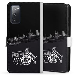 DeinDesign Galaxy S20 FE 5G Handy Klapph&uuml;lle Handyh&uuml;lle aus Kunst Leder wei&szlig; Flip Case Skyline Official Licensed Product 1. Fc K&ouml;ln Sideflip mit Lasche