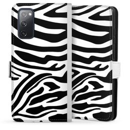 DeinDesign Galaxy S20 FE 5G Handy Klapph&uuml;lle Handyh&uuml;lle aus Kunst Leder wei&szlig; Flip Case Animal Look Zebra Animal Print Sideflip mit Lasche