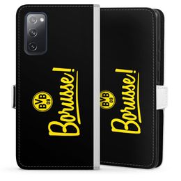 DeinDesign Galaxy S20 FE 5G Handy Klapph&uuml;lle Handyh&uuml;lle aus Kunst Leder wei&szlig; Flip Case Bvb Borussia Dortmund Borusse Sideflip mit Lasche