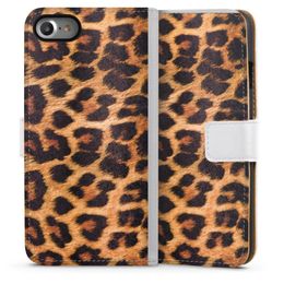 DeinDesign iPhone SE (2020) Handy Klapph&uuml;lle Handyh&uuml;lle aus Kunst Leder wei&szlig; Flip Case Animal Print Leopard Fur Sideflip mit Lasche