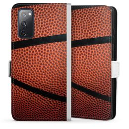 DeinDesign Galaxy S20 FE 5G Handy Klapph&uuml;lle Handyh&uuml;lle aus Kunst Leder wei&szlig; Flip Case Sports Ball Basketball Sideflip mit Lasche