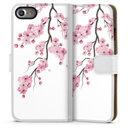 DeinDesign iPhone SE (2022) Handy Klapph&uuml;lle Handyh&uuml;lle aus Kunst Leder wei&szlig; Flip Case Cherry Blossom Aisa Japan Sideflip mit Lasche