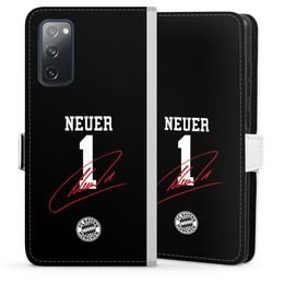 DeinDesign Galaxy S20 FE 5G Handy Klapph&uuml;lle Handyh&uuml;lle aus Kunst Leder wei&szlig; Flip Case Manuel Neuer Fc Bayern M&uuml;nchen Fcb Sideflip mit Lasche