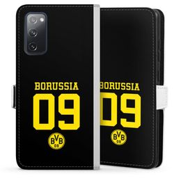 DeinDesign Galaxy S20 FE 5G Handy Klapph&uuml;lle Handyh&uuml;lle aus Kunst Leder wei&szlig; Flip Case Jersey Borussia Dortmund Bvb Sideflip mit Lasche