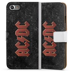 DeinDesign iPhone SE (2020) Handy Klapph&uuml;lle Handyh&uuml;lle aus Kunst Leder wei&szlig; Flip Case Acdc Logo Merchandise Sideflip mit Lasche