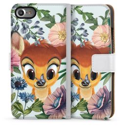 DeinDesign iPhone SE (2020) Handy Klapph&uuml;lle Handyh&uuml;lle aus Kunst Leder wei&szlig; Flip Case Disney Flowers Bambi Sideflip mit Lasche