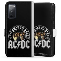 DeinDesign Galaxy S20 FE 5G Handy Klapph&uuml;lle Handyh&uuml;lle aus Kunst Leder wei&szlig; Flip Case Acdc Official Licensed Product Rock Sideflip mit Lasche