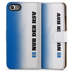 DeinDesign iPhone SE (2020) Handy Klapph&uuml;lle Handyh&uuml;lle aus Kunst Leder wei&szlig; Flip Case Logo Transparent Hsv Sideflip mit Lasche
