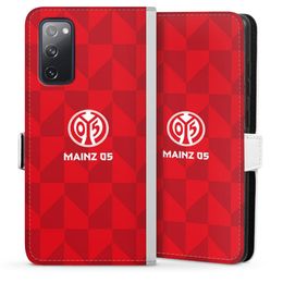 DeinDesign Galaxy S20 FE Handy Klapph&uuml;lle Handyh&uuml;lle aus Kunst Leder wei&szlig; Flip Case Official Licensed Product Merchandise Mainz 05 Sideflip mit Lasche
