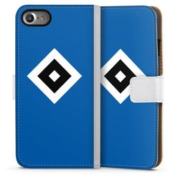 DeinDesign iPhone SE (2020) Handy Klapph&uuml;lle Handyh&uuml;lle aus Kunst Leder wei&szlig; Flip Case Logo Hsv Hamburger Sv Sideflip mit Lasche