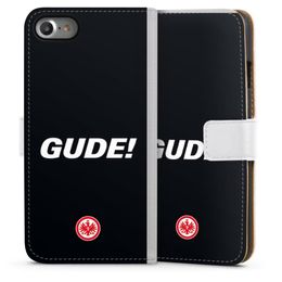 DeinDesign iPhone SE (2022) Handy Klapph&uuml;lle Handyh&uuml;lle aus Kunst Leder wei&szlig; Flip Case Bundesliga Official Licensed Product Eintracht Frankfurt Sideflip mit 