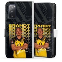 DeinDesign Galaxy S20 FE 5G Handy Klapph&uuml;lle Handyh&uuml;lle aus Kunst Leder wei&szlig; Flip Case Julian Brandt Bvb Borussia Dortmund Sideflip mit Lasche