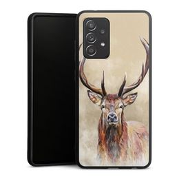 DeinDesign Galaxy A52s 5G Handy Premium Silikon H&uuml;lle Handyh&uuml;lle schwarz Case Animal Look Deer Reindeer Silikon Premium Case
