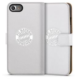 DeinDesign iPhone SE (2020) Handy Klapph&uuml;lle Handyh&uuml;lle aus Kunst Leder wei&szlig; Flip Case Coat Of Arms Fc Bayern M&uuml;nchen Fcb Sideflip mit Lasche
