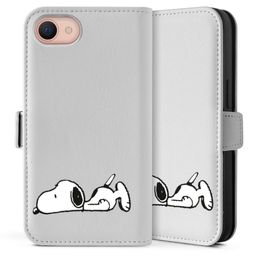DeinDesign iPhone 16e Handy Klapph&uuml;lle Handyh&uuml;lle aus Kunst Leder wei&szlig; Flip Case Official Licensed Product Snoopy Peanuts Sideflip mit Lasche