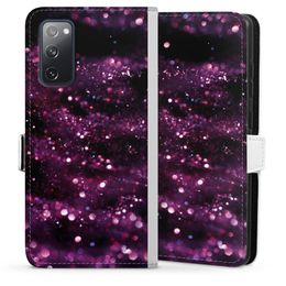 DeinDesign Galaxy S20 FE Handy Klapph&uuml;lle Handyh&uuml;lle aus Kunst Leder wei&szlig; Flip Case Muster Glitter Glitzer Sideflip mit Lasche