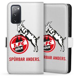 DeinDesign Galaxy S20 FE 5G Handy Klapph&uuml;lle Handyh&uuml;lle aus Kunst Leder wei&szlig; Flip Case Official Licensed Product Transparent 1. Fc K&ouml;ln Sideflip mit Lasche